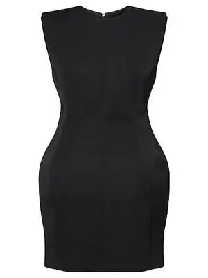 MUGLER Padded-shoulder Cinched-waist Mini Dress - Black