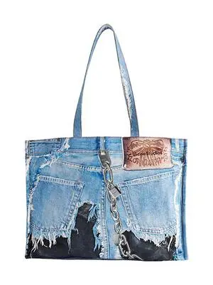 Acne Studios Trompe-l'œil Denim Print Tote Bag - Mid Blue