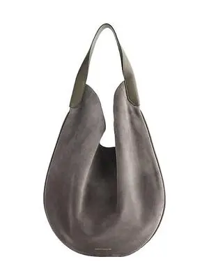 Victoria Beckham Plié Leather Hobo Bag - Pebble Grey
