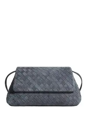 BOTTEGA  VENETA Intrecciato Leather Pouch - Cloudy Indigo/gravel