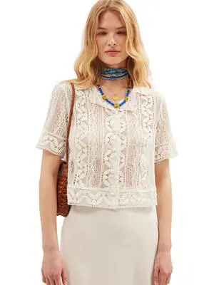 Rixo Diona Ivory Shirt - White