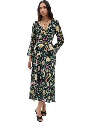 Rixo Cedar Butterfly Floral Midi Dress - Green