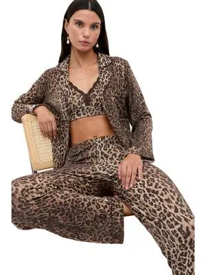 Rixo Long Leopard Print Set - Brown