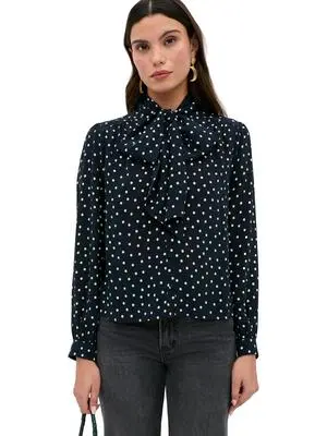 Rixo Melaina Layla Dot Top - Navy