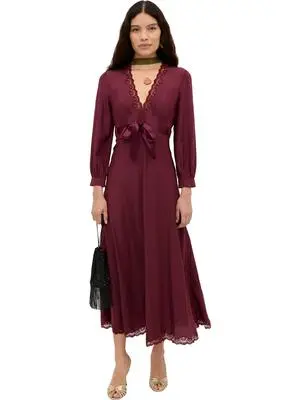 Rixo Adaline Regular Dress - Burgundy