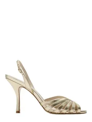 Rixo Leather Strappy Slingback Sandals - Gold