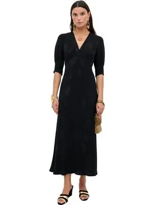 Rixo Zadie Poppy Jacquard Dress - Black