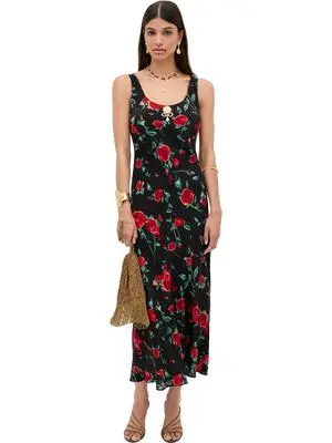 Rixo Bondi Claudia Rose Midi Dress - Black