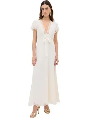 Rixo Marlice Pearl Midi Dress - Cream