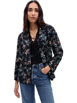 Rixo Malachy Botanical Embroidered Jacket - Black