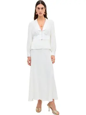 Rixo Joan Silk Midi Skirt - Ivory