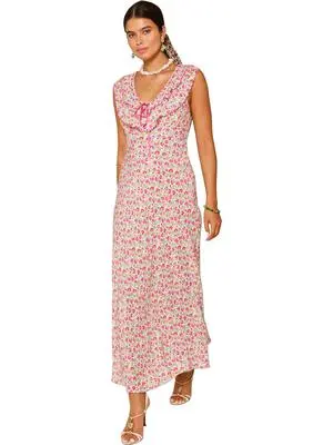 Rixo Seraphina Shell Pansy Ivory Dress - Pink
