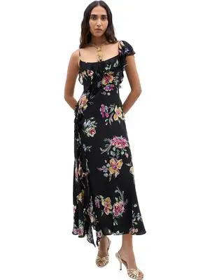 Rixo Ester Vintage Bloom Dress - Black