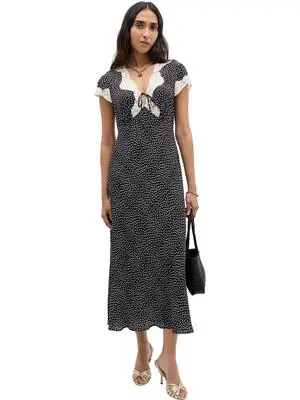 Rixo Amari Mini Polka Dot Dress - Black
