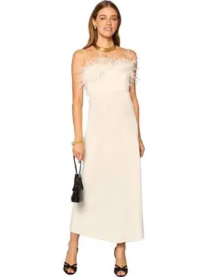 Rixo Selene Feather Midi Dress Regular - Ivory