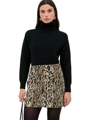 Rixo Mariah Bohemia Leopard Cotton Midi Skirt - Brown