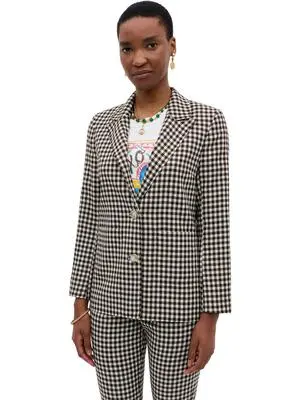 Rixo Italian Check Yarn Dyed Xander Jacket - Brown