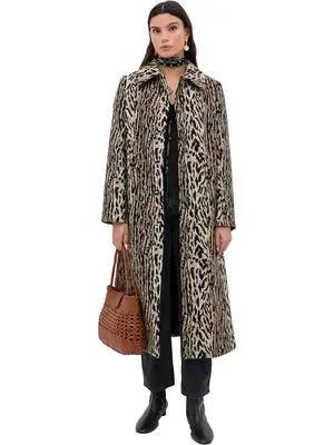 Rixo Bohemia Leopard Print Mid-length Coat - Brown