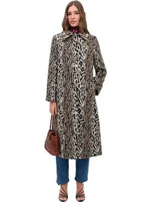 Rixo Bohemia Leopard Print Mid-length Coat - Brown