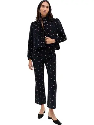 Rixo Olwen Floral Embroidered Trousers - Navy