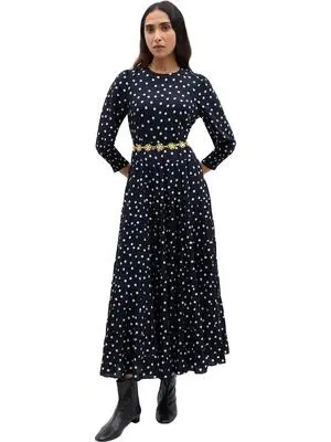 Rixo Kristen Bohemia Spot Dress - Navy