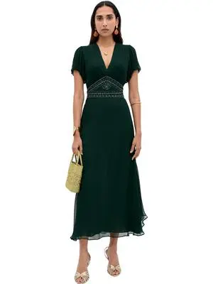 Rixo Corrine Diana Embellished Dress - Green