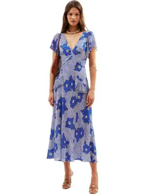 Rixo Evie Milos Floral Dress - Blue