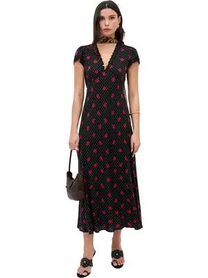 Rixo Clarice Rose Spot Dress - Black