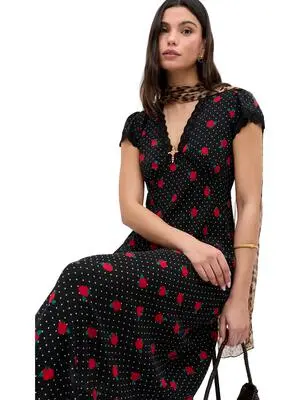 Rixo Clarice Rose Spot Dress - Black