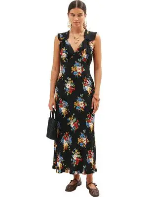 Rixo Chessie Darcie Floral Dress - Black