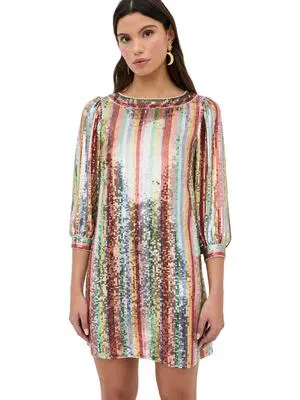 Rixo Laurie Dixie Stripe Embellished Dress - Multi