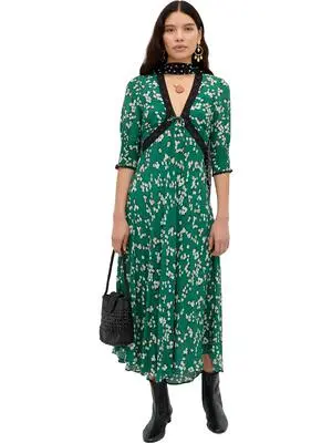 Rixo Floral Amina Dress - Green