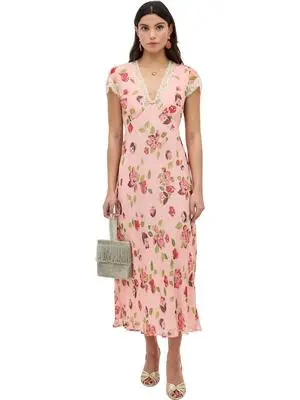 Rixo Clarice Kimmie Floral Dress - Pink