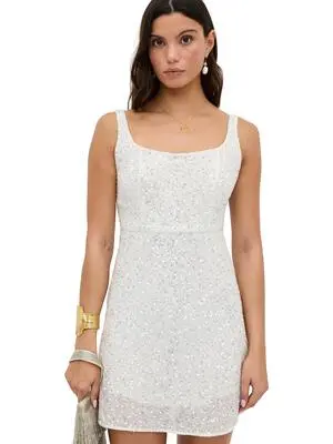 Rixo Squiggle Sequin Mini Dress - Ivory