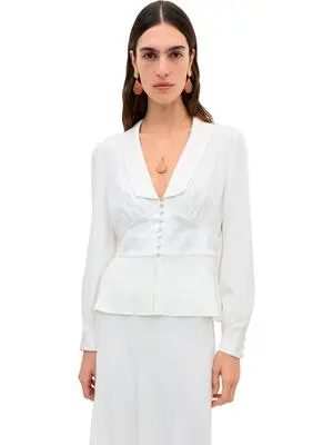 Rixo Adeline Silk Jacket - Ivory