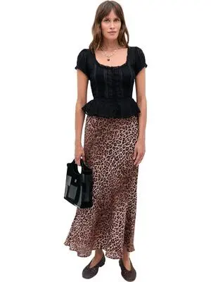Rixo Kelly Leopard Skirt - Brown