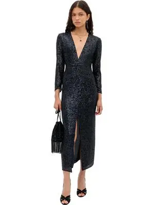 Rixo Lorenzo Embellished Dress - Navy