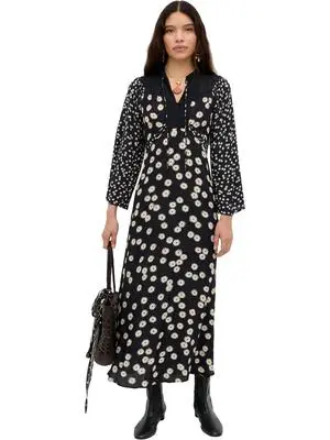Rixo Anela Daisy Mix Dress - Black