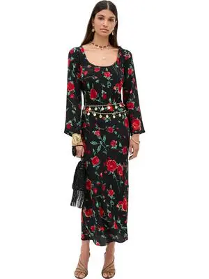 Rixo Noraya Claudia Rose Dress - Black