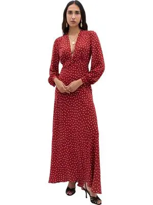 Rixo Emory Layla Dot Gown - Red
