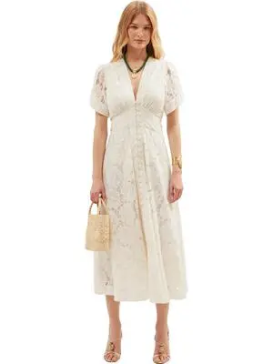 Rixo Novara Midi Dress - Ivory