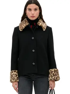 Rixo Leopard Print Jacket - Black