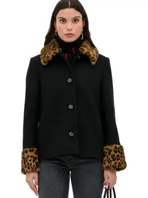 Rixo Leopard Print Jacket - Black