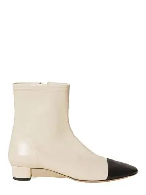 Rixo Rey Ivory Leather Ankle Boots White