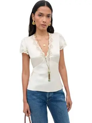 Rixo Karia Top - Ivory