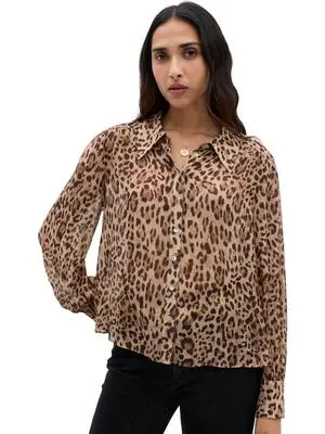 Rixo Leopard Print Button-up Blouse - Brown