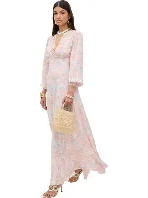 Rixo Emory Watercolour Floral Dress - Pink