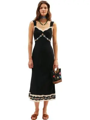 Rixo Lucie Embroidered Dress - Black