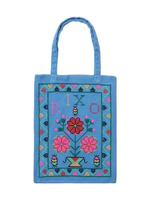 Rixo Noora Terra Cross Stitch Tote - Blue