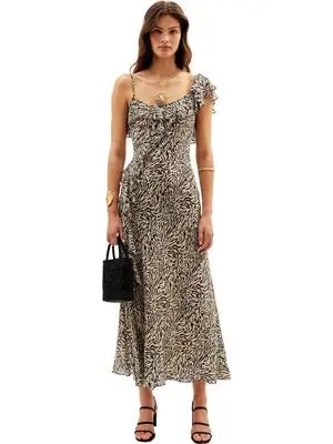 Rixo Ester Sun Leo Tan Dress Brown